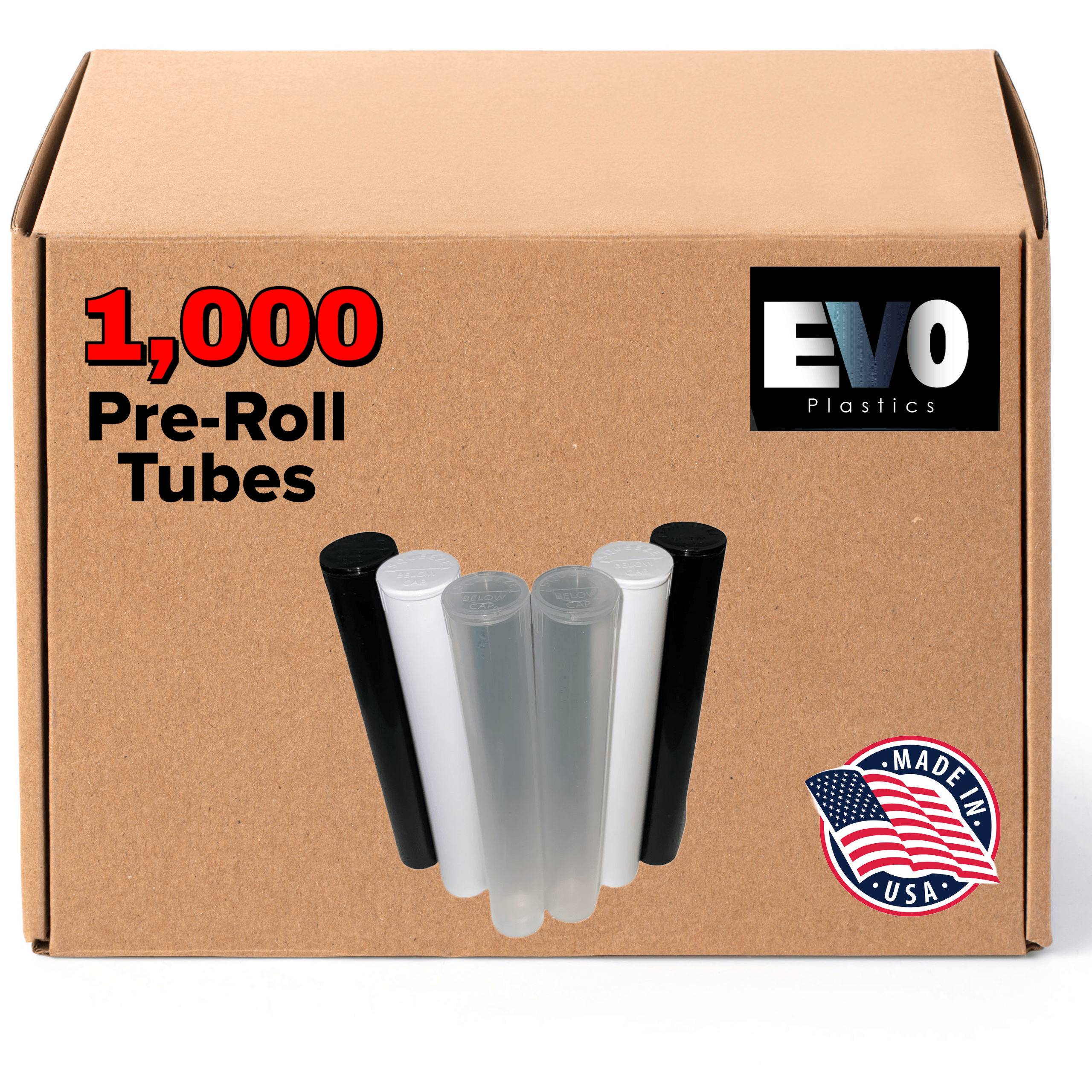 90mm Pre-Roll Tubes [1000-Pack, USA Made] - EVO Plastics
